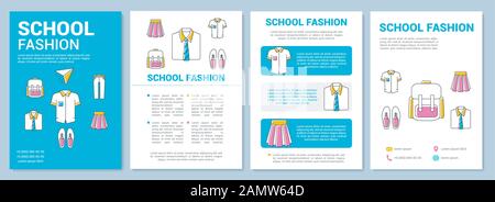 School uniform article page vector template. Pupils fashion. Brochure ...