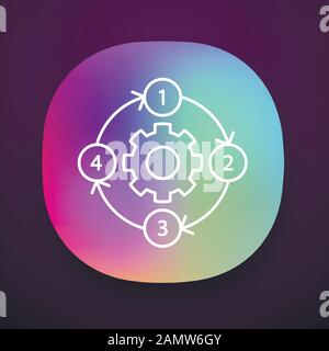 Process diagram color icon. PFD. Flowsheet. Continuous process map. Deployment flowchart ...