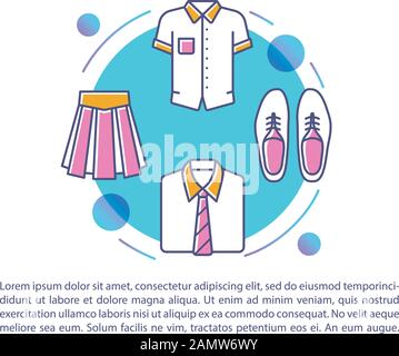 School uniform article page vector template. Pupils fashion. Brochure ...