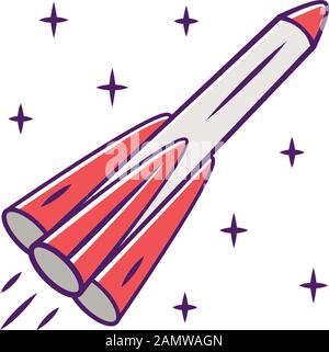 Rocket, startup. An artificial space satellite, a spacecraft hovering ...