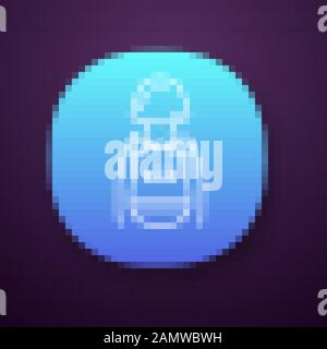 Game soldier with tactical backpack app icon. Player with game ...