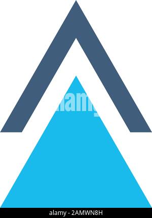 Geometrical triangle or arrow in three parts logo design. Technology ...