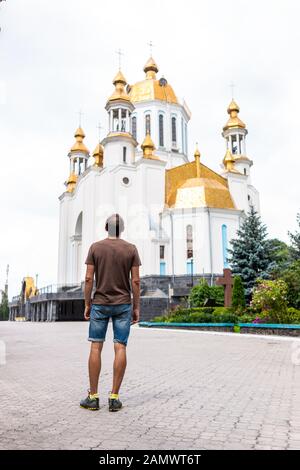 Rivne, Ukraine - July 3, 2018: Soborna street sidewalk in Rovno old ...