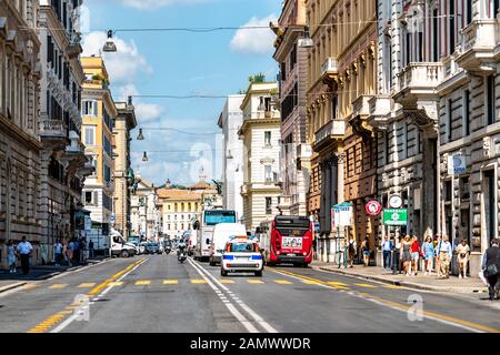 Rome, Italy - September 4, 2018: Streetscape of city town road Via ...