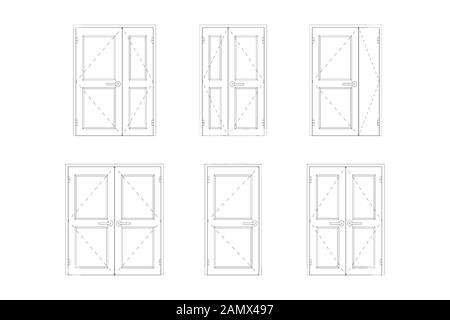 Modern wooden door. Blueprint drawing. Design interior. Vector ...