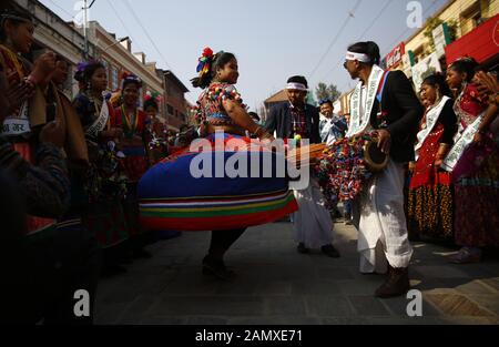 Kathmandu, Nepal. 15th Jan, 2019. Women from Magar community dance in ...