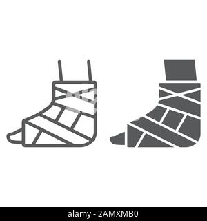 Foot ankle brace glyph icon. Foot orthosis. Leg brace. Adjustable ankle ...