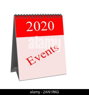Desk calendar 2020 isolated against white background, 3d illustration ...