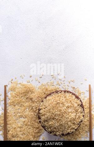 useful Long-grain steamed white rice. Rice texture. healthy diet Stock ...