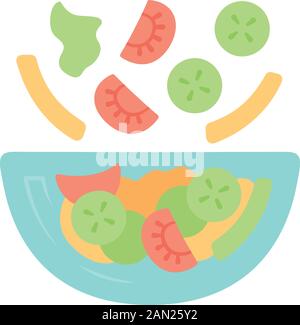 Salad bowl flat design long shadow glyph icon. Fresh organic food ...