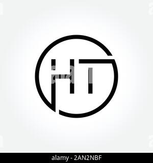 HT H T letter logo design. Initial letter HT linked circle upercase ...