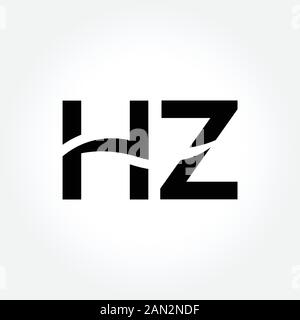 HZ H Z letter logo design. Initial letter HZ linked circle uppercase ...