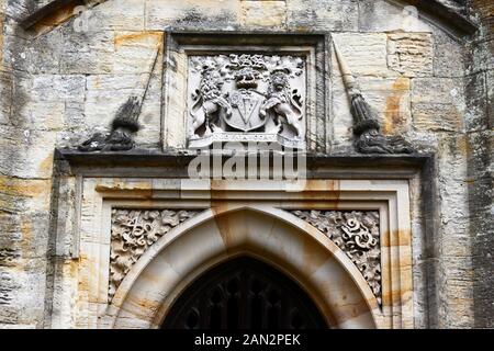 Sidney family crest stone coat of arms on Penshurst Place late medieval ...