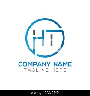 letter HT Logo Design Linked Vector Template With Black. Initial HT Vector Illustration Stock ...