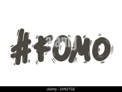 FOMO abbreviation text emblem isolated on white background. Modern ...