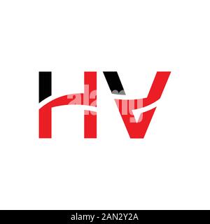 letter HV Logo Design Linked Vector Template With Blue And Black ...