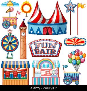Set of circus items on white background illustration Stock Vector Image ...