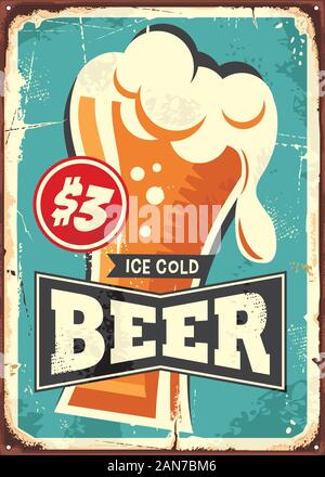 vintage rusty beer sign, vector illustration Stock Vector Image & Art ...