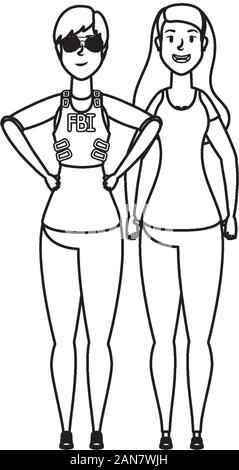 young women fbi agent and girl characters Stock Vector Image & Art - Alamy