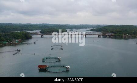 Aerial view of fish ponds for bangus, milkfish. Fish farm, top view ...