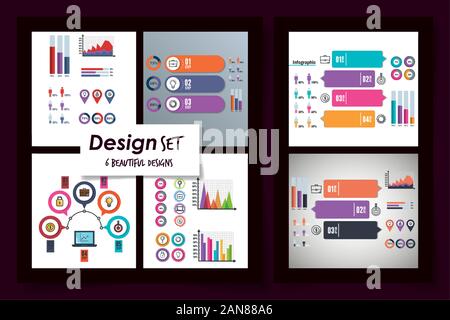 six designs of statistics infographic icons Stock Vector Image & Art ...