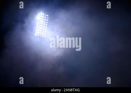 soccer stadium lights reflectors with smoke. football field Stock Photo ...