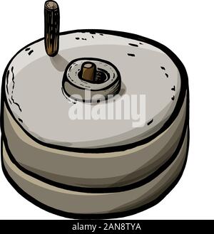 Manual old millstone. Hand millstones for grain with handle holder ...