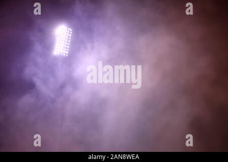 soccer stadium lights reflectors with smoke. football field Stock Photo ...