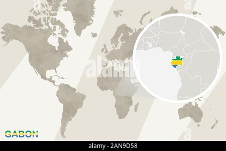 map of Gabon and location on Africa map. Vector illustration Stock ...