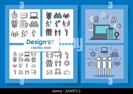 six designs of team work and icons Stock Vector Image & Art - Alamy