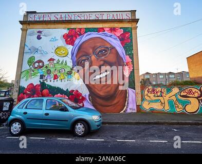 The Windrush mural in the St Paul’s area of the city of Bristol, UK ...