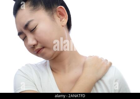An Asian woman with shoulder pain symptoms Stock Photo - Alamy