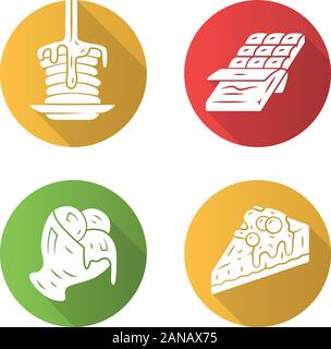 Pancakes with syrup flat design long shadow glyph icon. Traditional ...