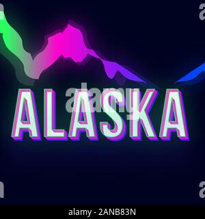 Alaska vintage 3d vector lettering. Retro bold font, typeface. Pop art ...