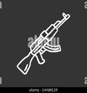 AKM weapon linear icon. Virtual game firearm, gun. Shooter game rifle ...