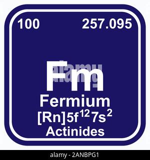 Fermium, Fm, periodic table element with name, symbol, atomic number ...