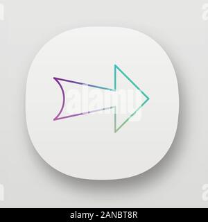 Wide arrow linear icon. Rightward path. Arrowhead indexer. Next. Indicator sign. Arrow showing ...