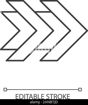 Double arrow linear icon. Rewinding button. Navigation pointer, indicator. Next, forward arrow ...