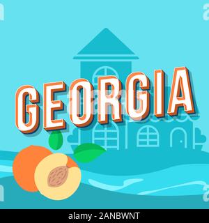 Georgia vintage 3d vector lettering. Retro bold font, typeface. Pop art ...
