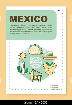 Mexican culture article page vector template. Mexico nature, traditions ...
