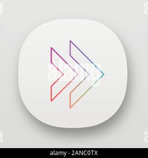 Double arrow linear icon. Rewinding button. Navigation pointer, indicator. Next, forward arrow ...