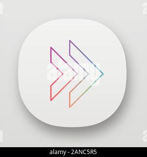 Double arrow linear icon. Rewinding button. Navigation pointer, indicator. Next, forward arrow ...