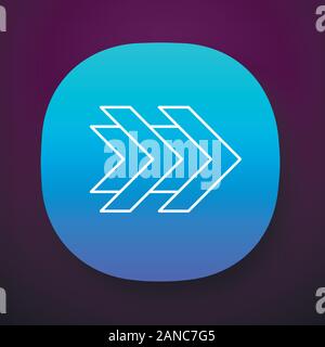 Double arrow linear icon. Rewinding button. Navigation pointer, indicator. Next, forward arrow ...