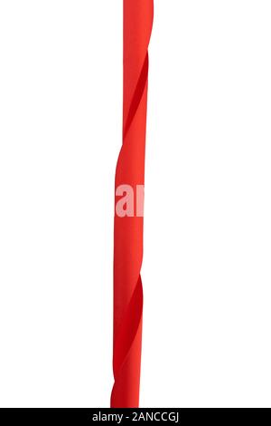 twisted end of green red ribbon isolated on white background, element ...