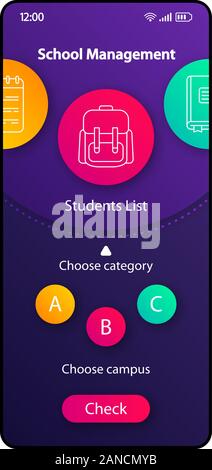 School planner smartphone interface vector template. Mobile app page ...