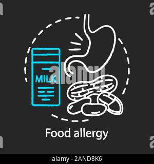 Milk allergy chalk icon. Food allergy. Allergic reaction to proteins ...