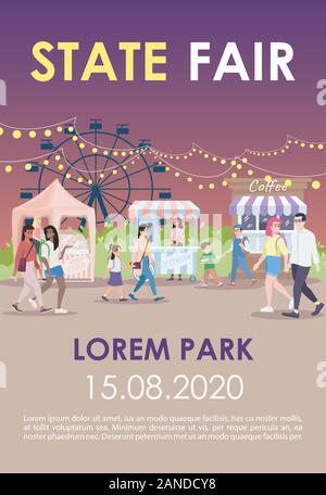 Street fair brochure template. Summer weekend at park cafe. Flyer ...
