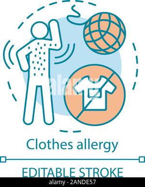 Clothes allergy concept icon. Textile contact dermatitis idea thin line ...