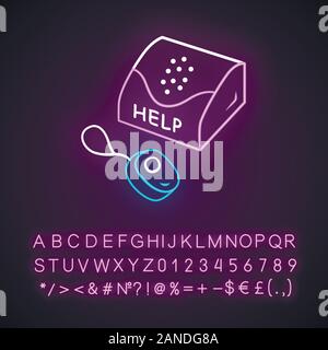 Elderly people help neon light icon. Volunteer responsibility for old ...