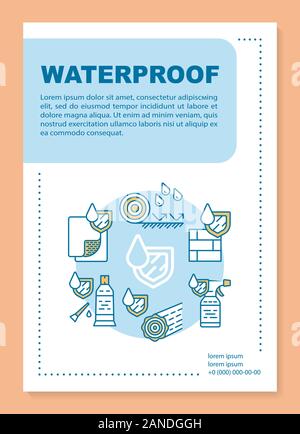 Waterproof material brochure template layout. Flyer, booklet, leaflet ...